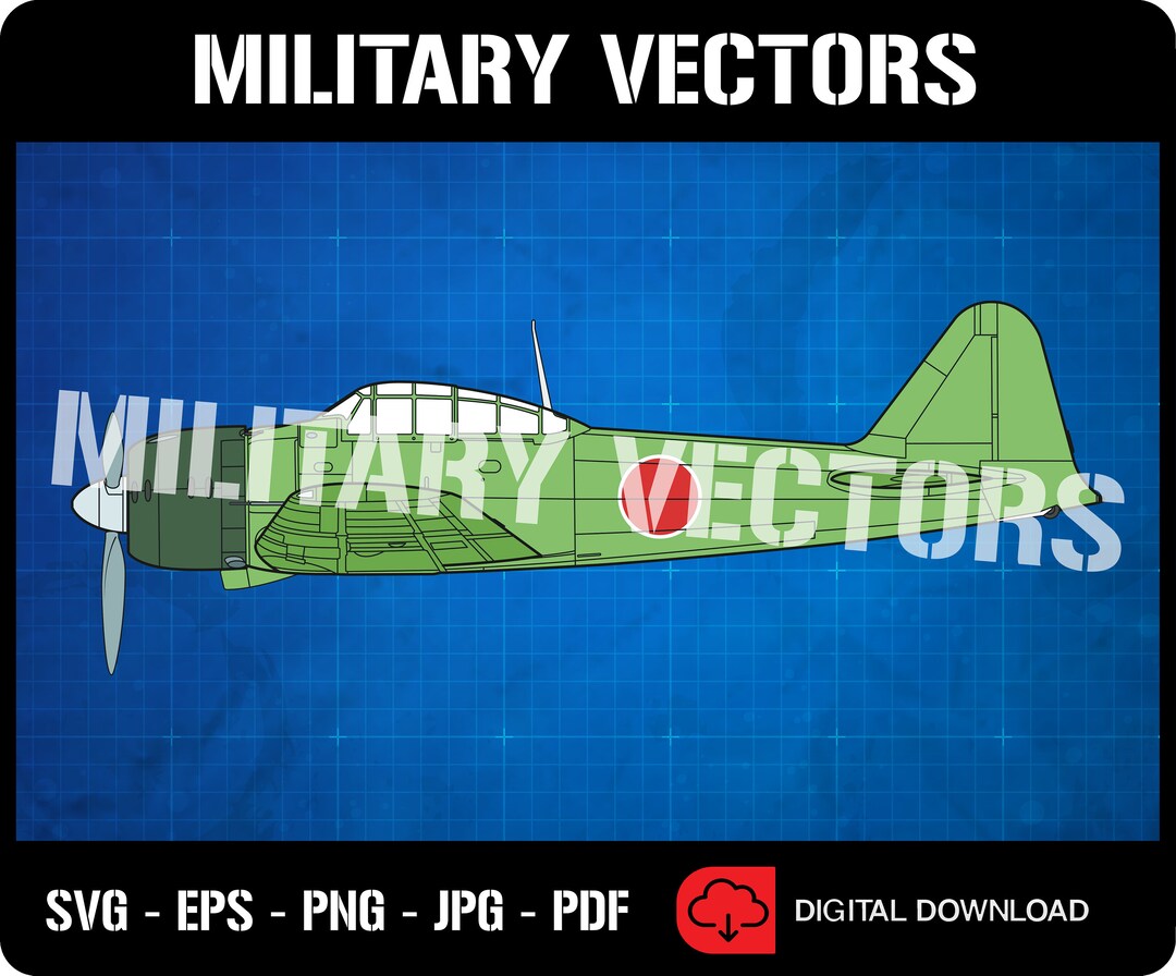 IJN A6M Zero Fighter Aircraft Outline Blueprint Diagram - Logo Decal ...