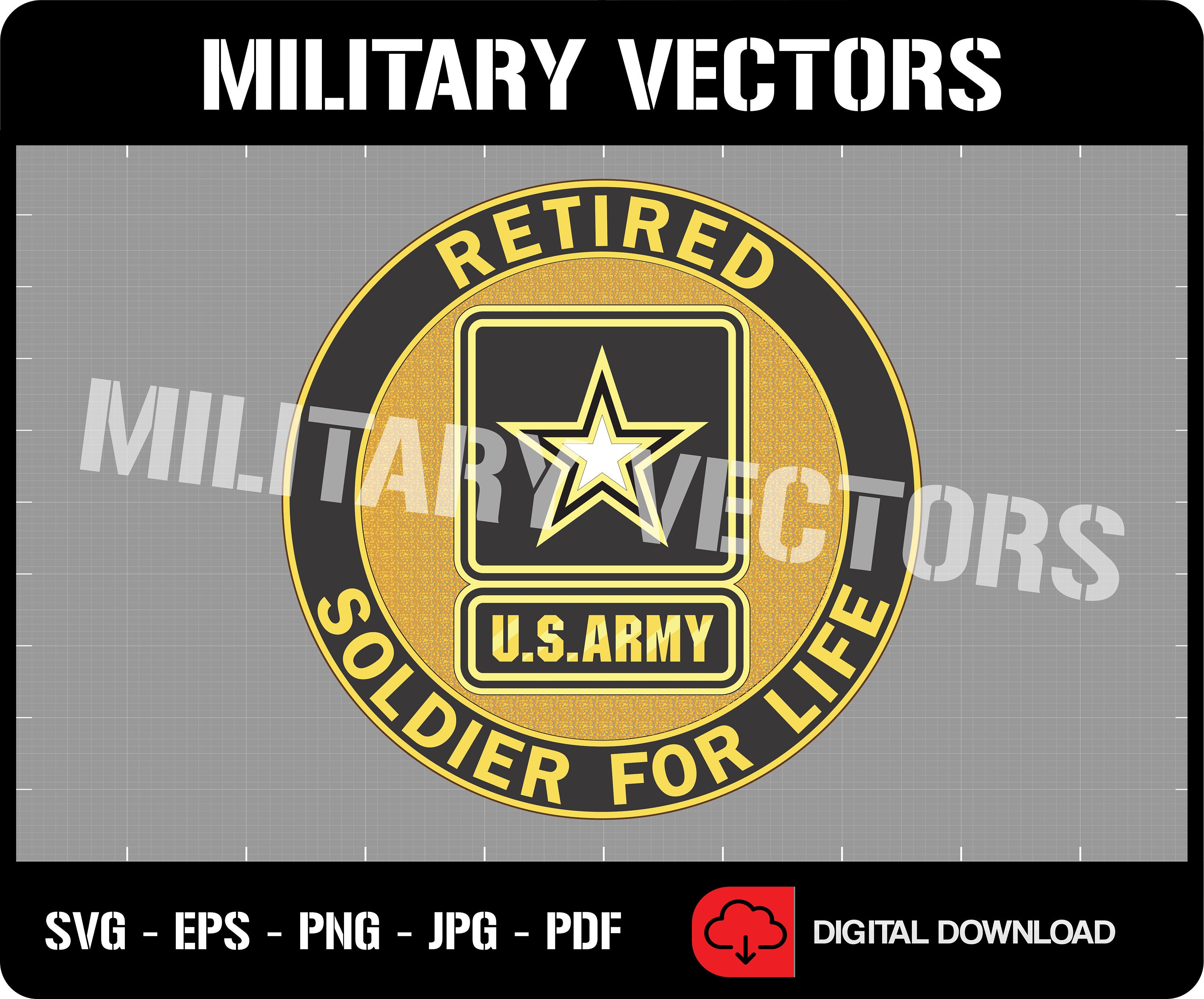 U.S. Army Retired Soldier for Life - Patch Pin Logo Decal Emblem Crest ...
