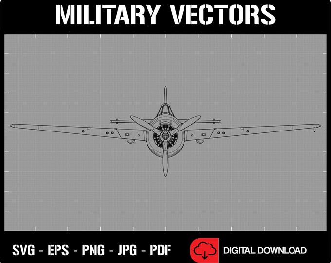 Grumman F4F Wildcat Fighter Aircraft Line Drawing Blueprint Outline ...