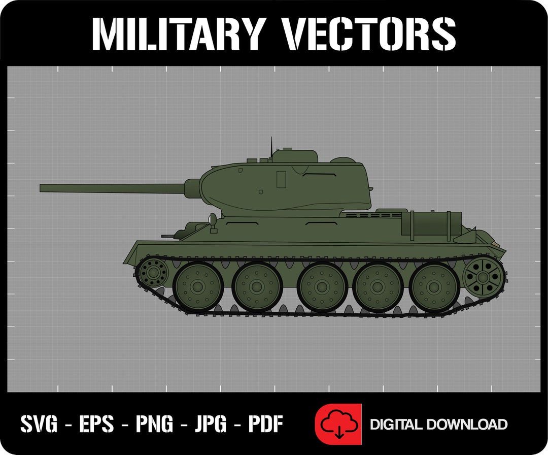 T-34 Soviet Union Main Battle Tank Line Drawing Outline Blueprint ...