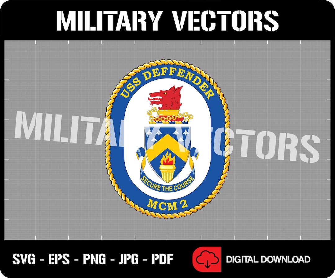 USS Defender MCM-2 - U.S. Navy Ship's Crest Patch Logo Decal Emblem ...