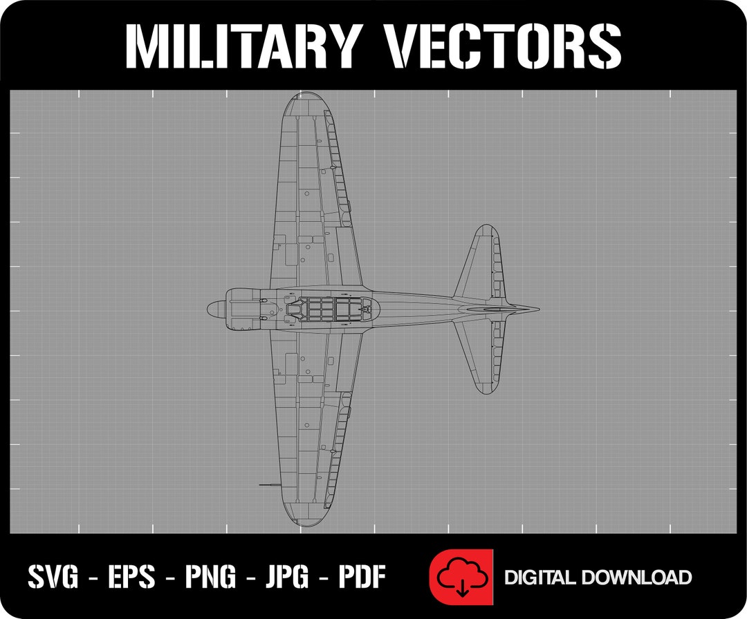 A6M Zero Fighter Aircraft Line Drawing Blueprint Outline Silhouette ...