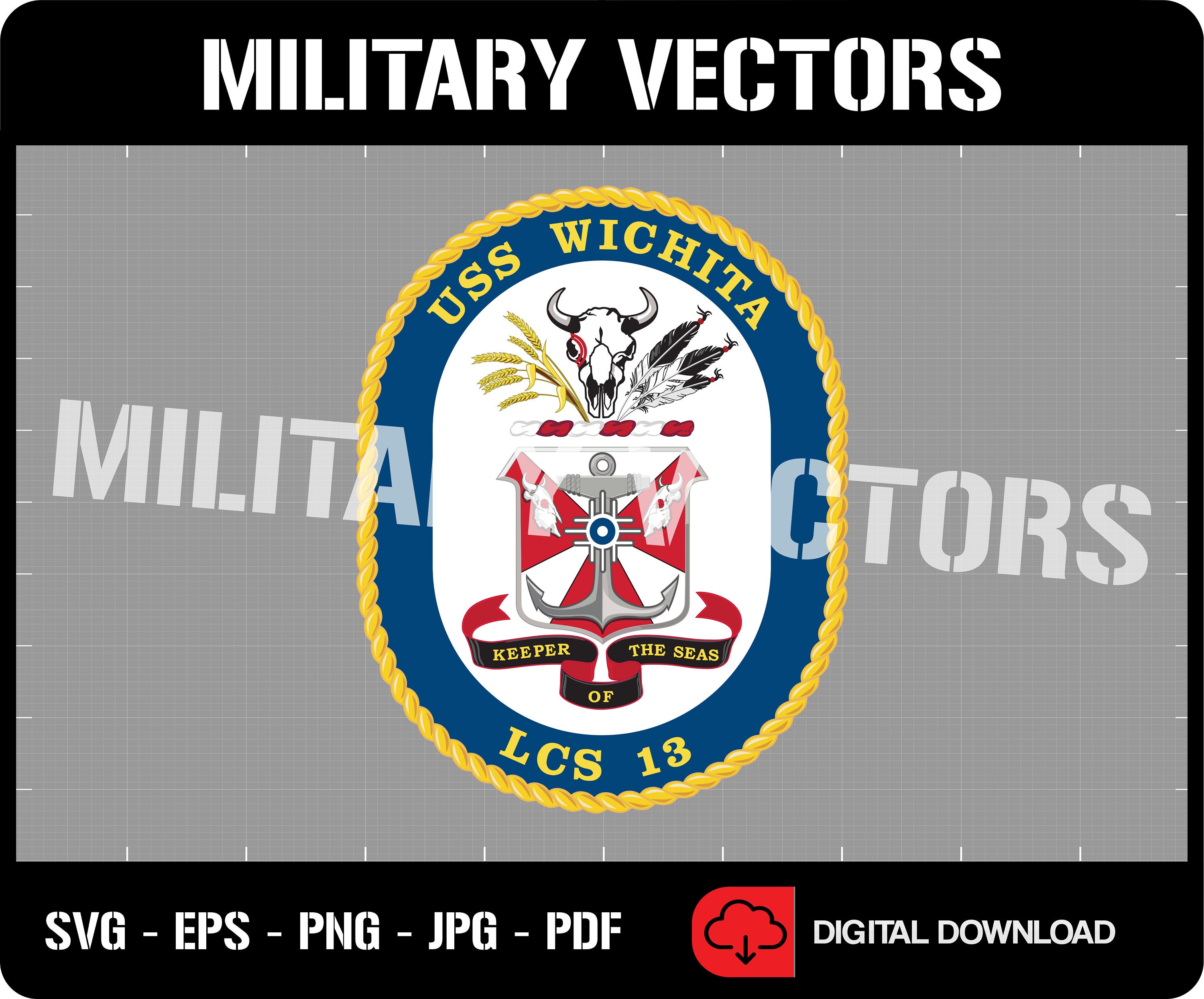 USS Wichita LCS-13 - U.S. Navy Littoral Combat Ship Patch Logo Decal ...