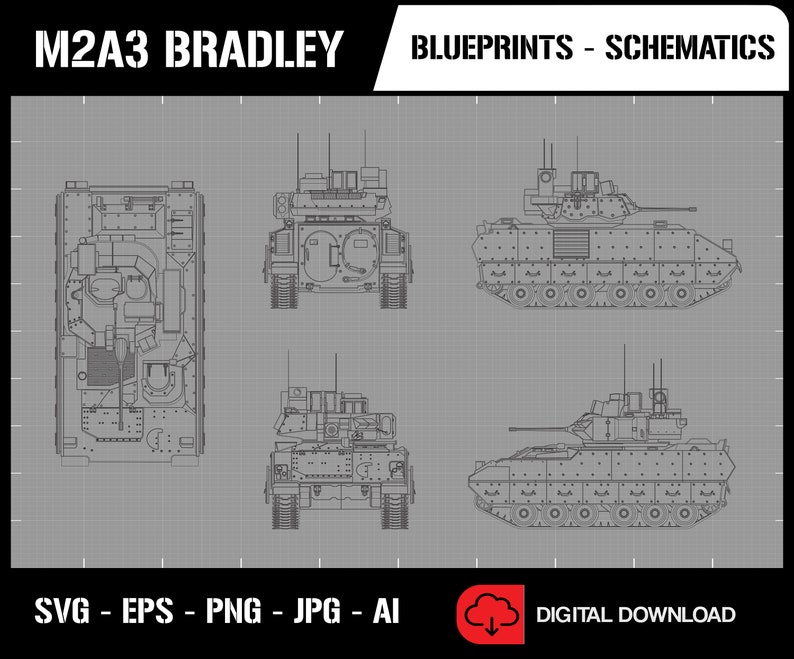 M2A3 Bradley - Military Infantry Fighting Vehicle (IFV) - Blueprint ...