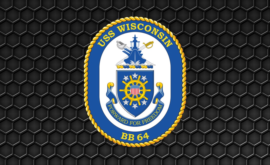 US Navy USS Wisconsin BB-64 Battleship - Patch Pin Logo Decal Emblem ...