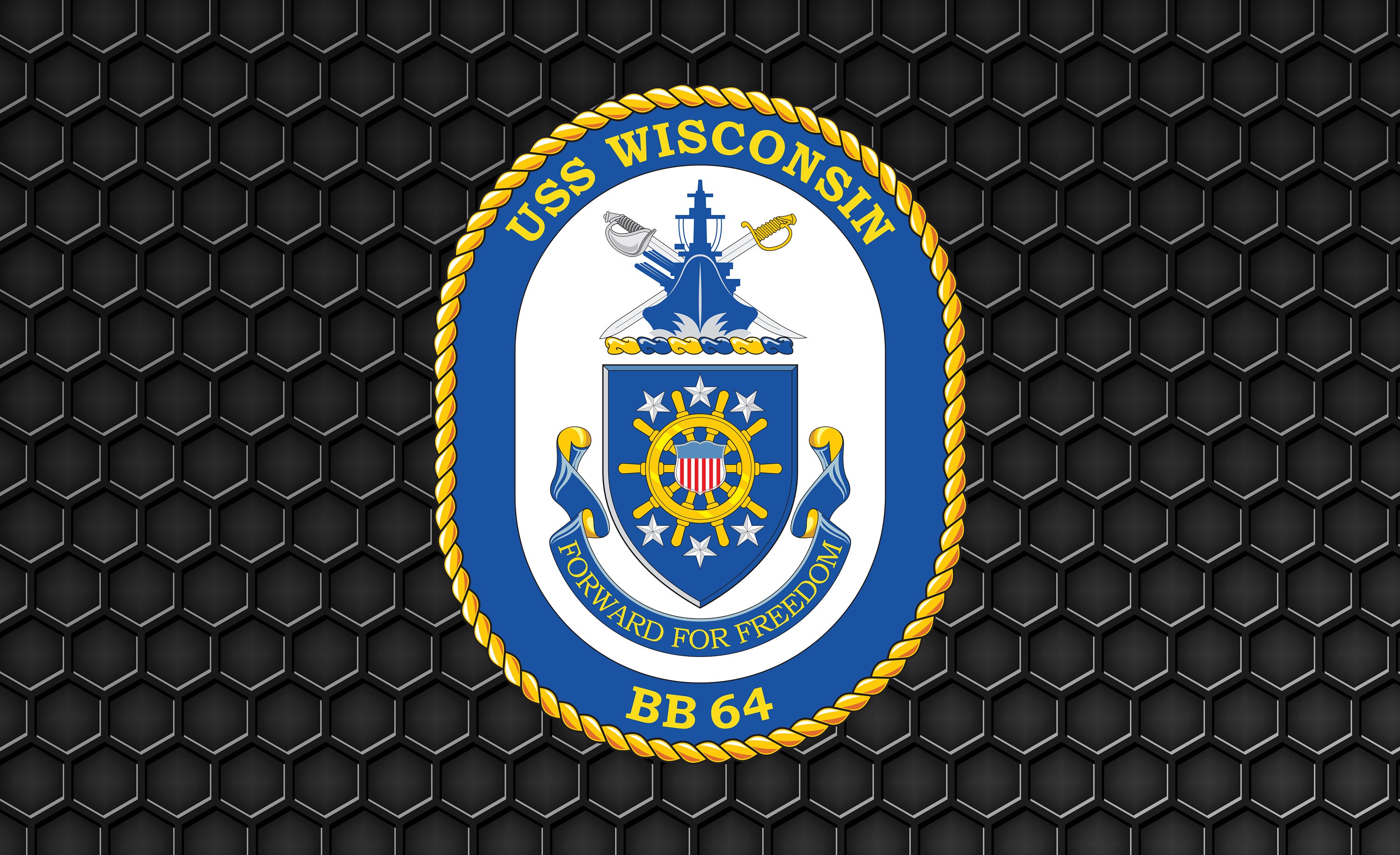 US Navy USS Wisconsin BB-64 Battleship - Patch Pin Logo Decal Emblem ...