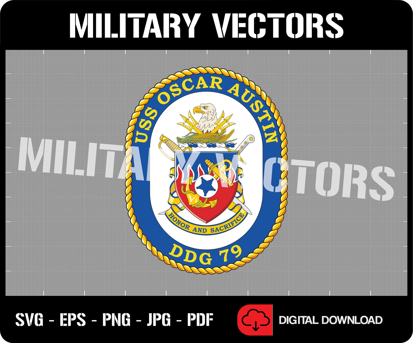 USS Oscar Austin DDG-79 - U.S. Navy Destroyer - Ship's Crest Logo Decal ...