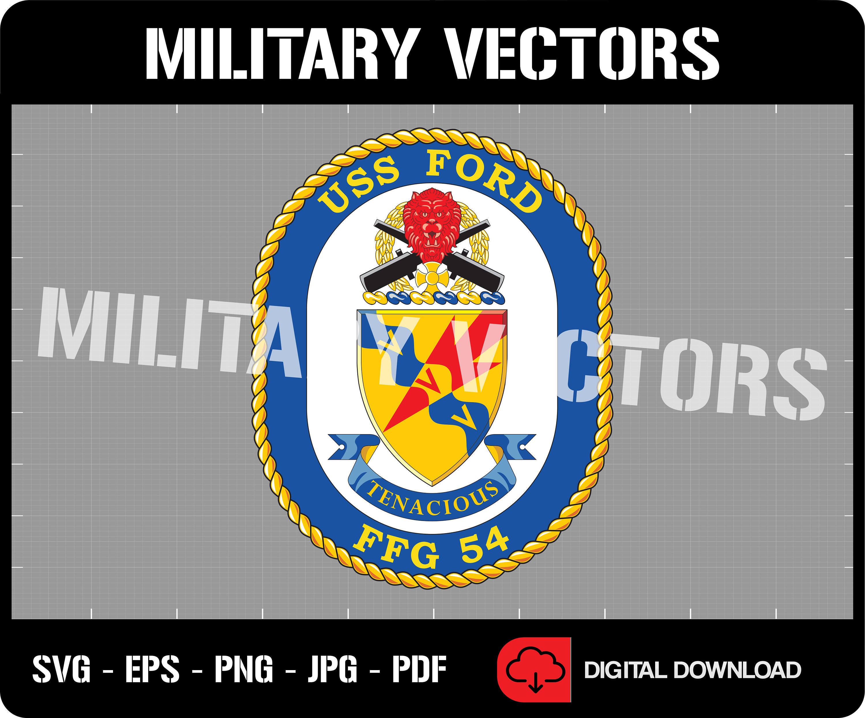 USS Ford FFG-54 Fregata Navale Patch Logo Decal Emblema Crest Insignia ...