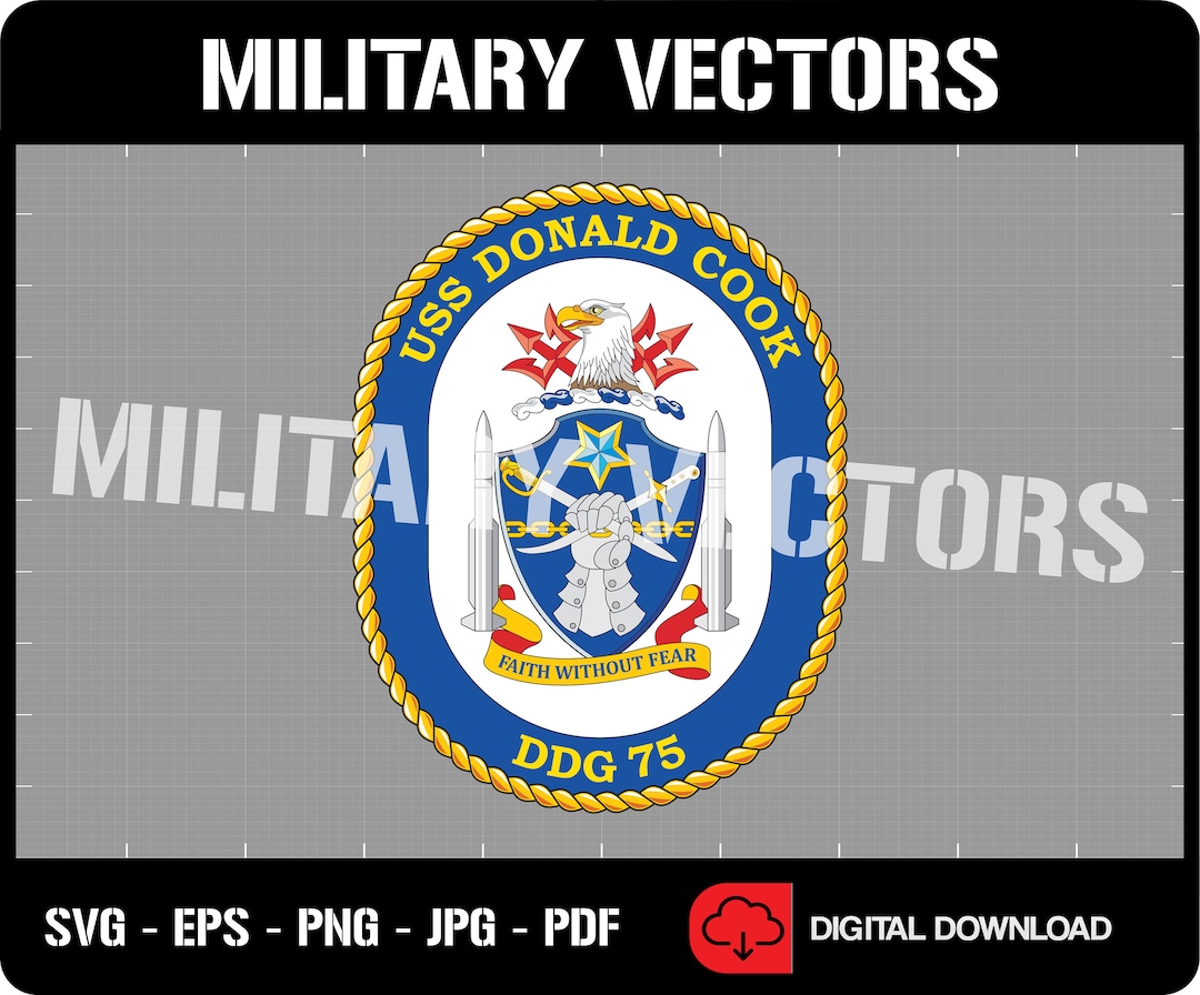 USS Donald Cook DDG-75 US Navy Guided Missile Destroyer - Patch Logo ...