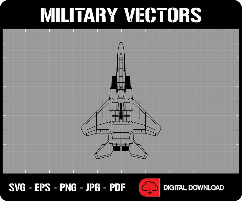 F-15 Eagle Military Fighter Jet Aircraft Line Drawing Blueprint Outline ...