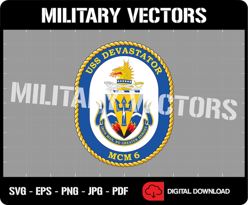 USS Devastator MCM-6 U.S. Navy Ship's Crest Patch Logo Decal Emblem ...