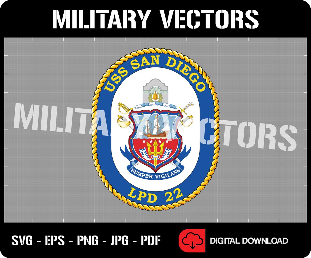 US Navy USS San Diego LPD-22 Amphibious Transport Dock - Patch Pin Logo ...