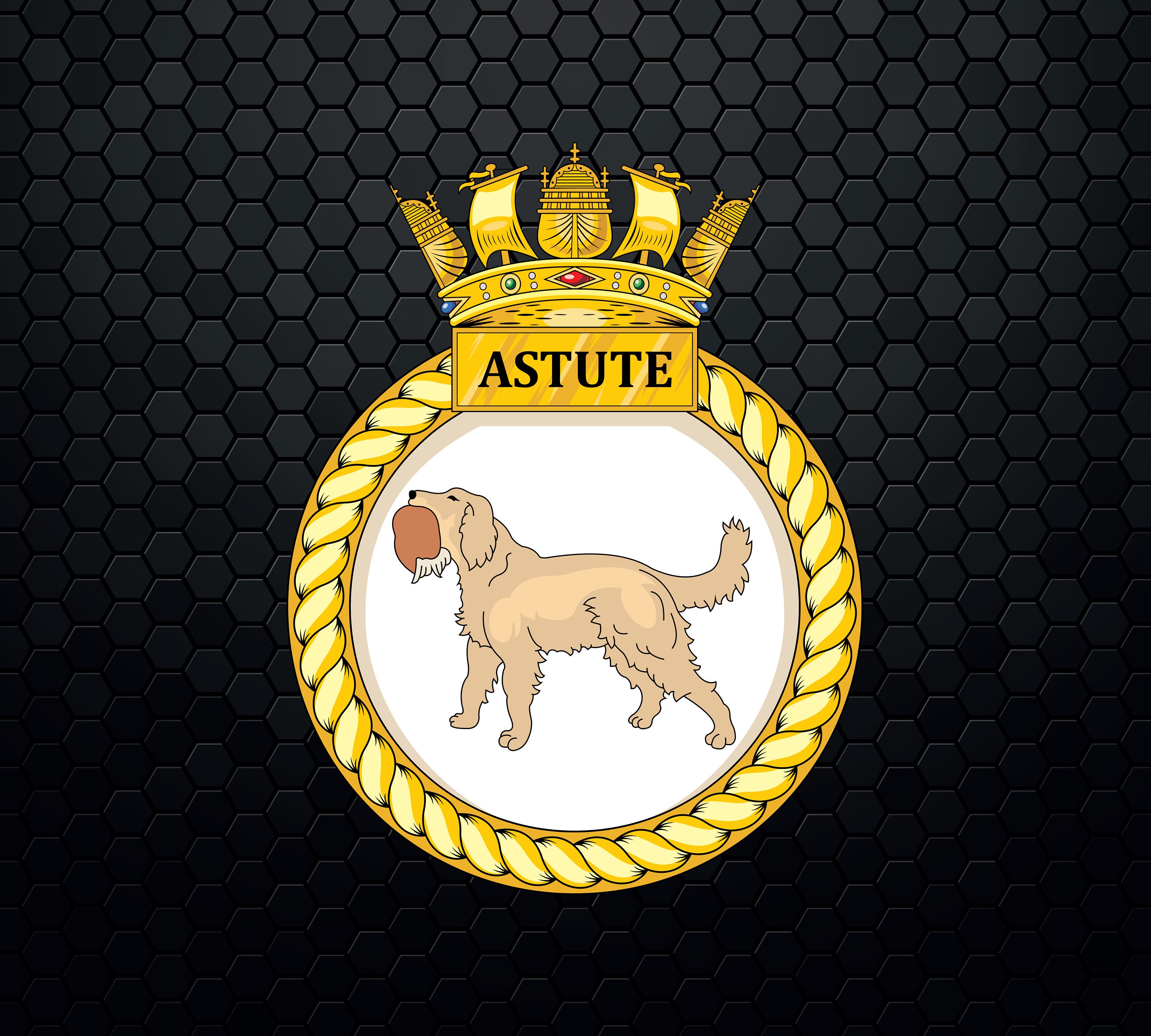 HMS Astute - British Royal Navy Submarine - Cap Badge Logo Decal Emblem ...