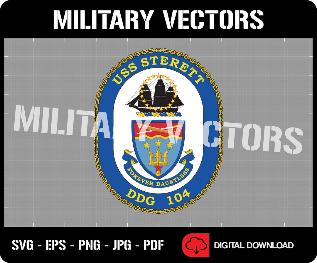 USS Sterett DDG-104 - U.S. Navy Destroyer - Ship's Crest Logo Decal ...