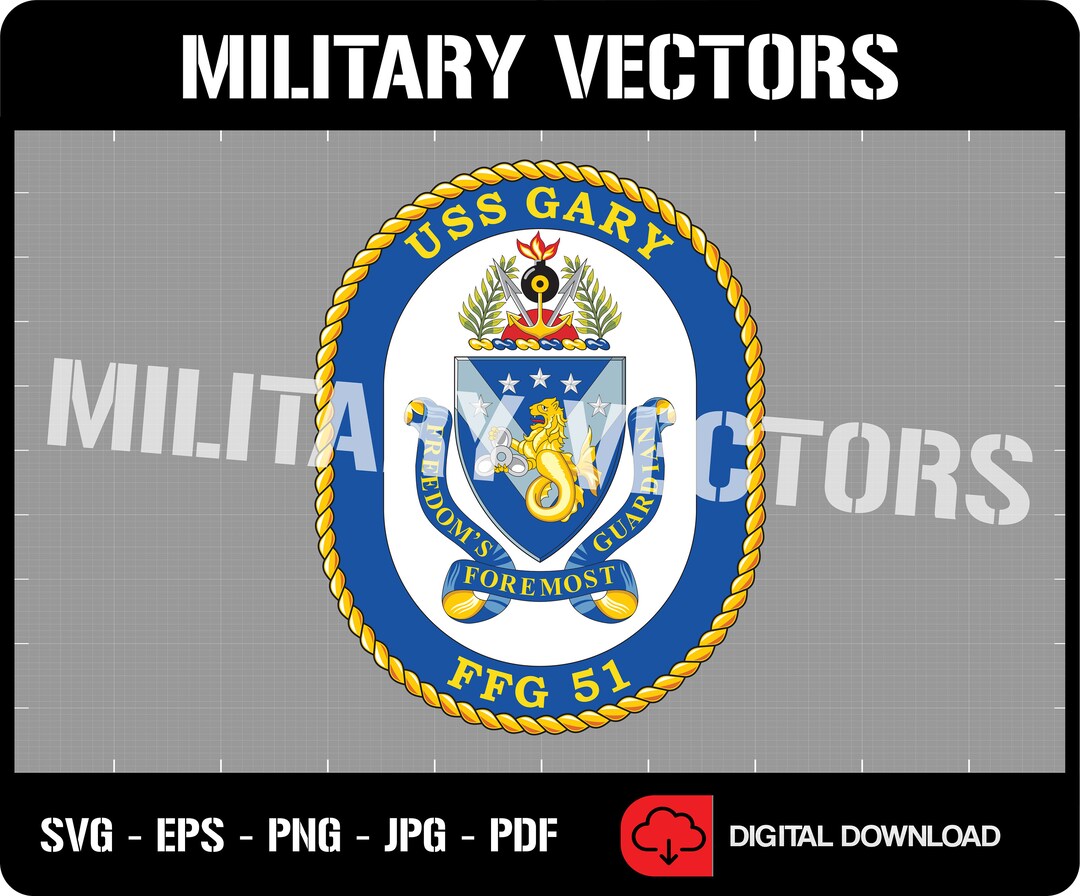 USS Gary FFG-51 Naval Frigate - Patch Logo Decal Emblem Crest Insignia ...