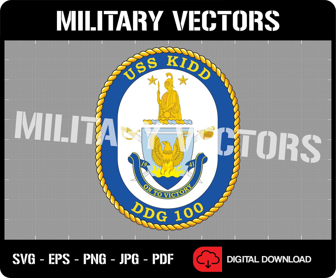 USS Kidd DDG-100 US Navy Guided Missile Destroyer - Patch Logo Decal ...