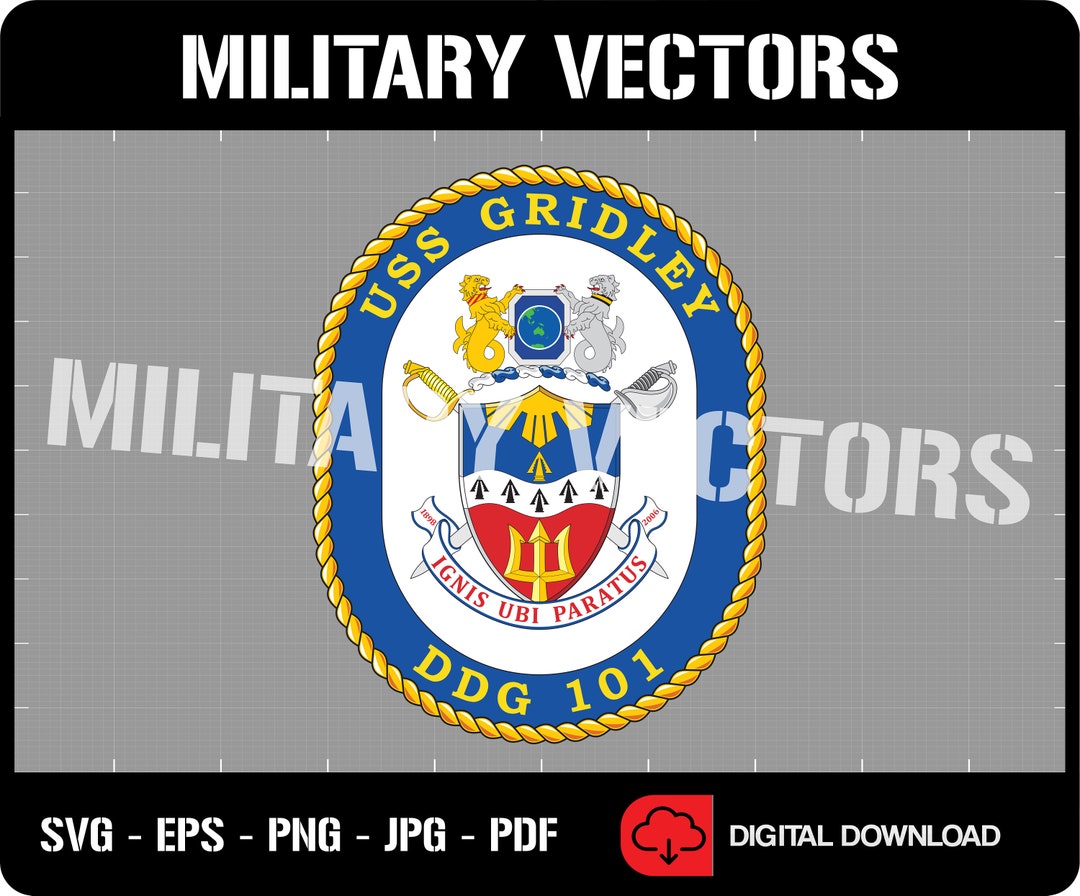 USS Gridley DDG-101 US Navy Guided Missile Destroyer - Patch Logo Decal ...