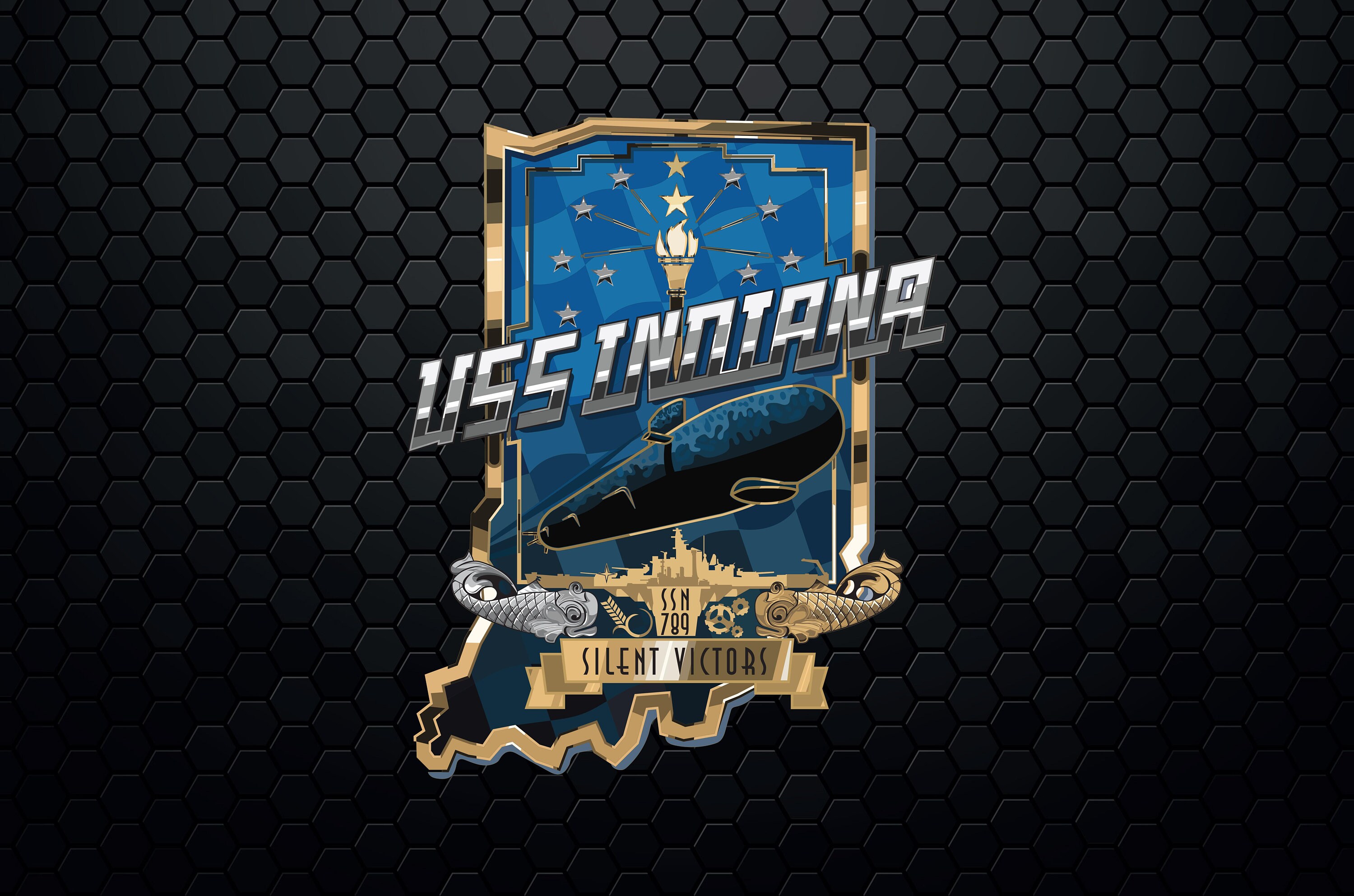USS Indiana SSN-789 Attack Submarine Patch Logo Decal - Etsy UK