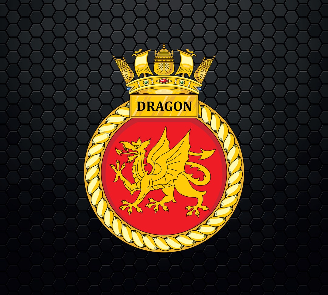 HMS Dragon - British Royal Navy Destroyer - Cap Badge Logo Decal Emblem ...