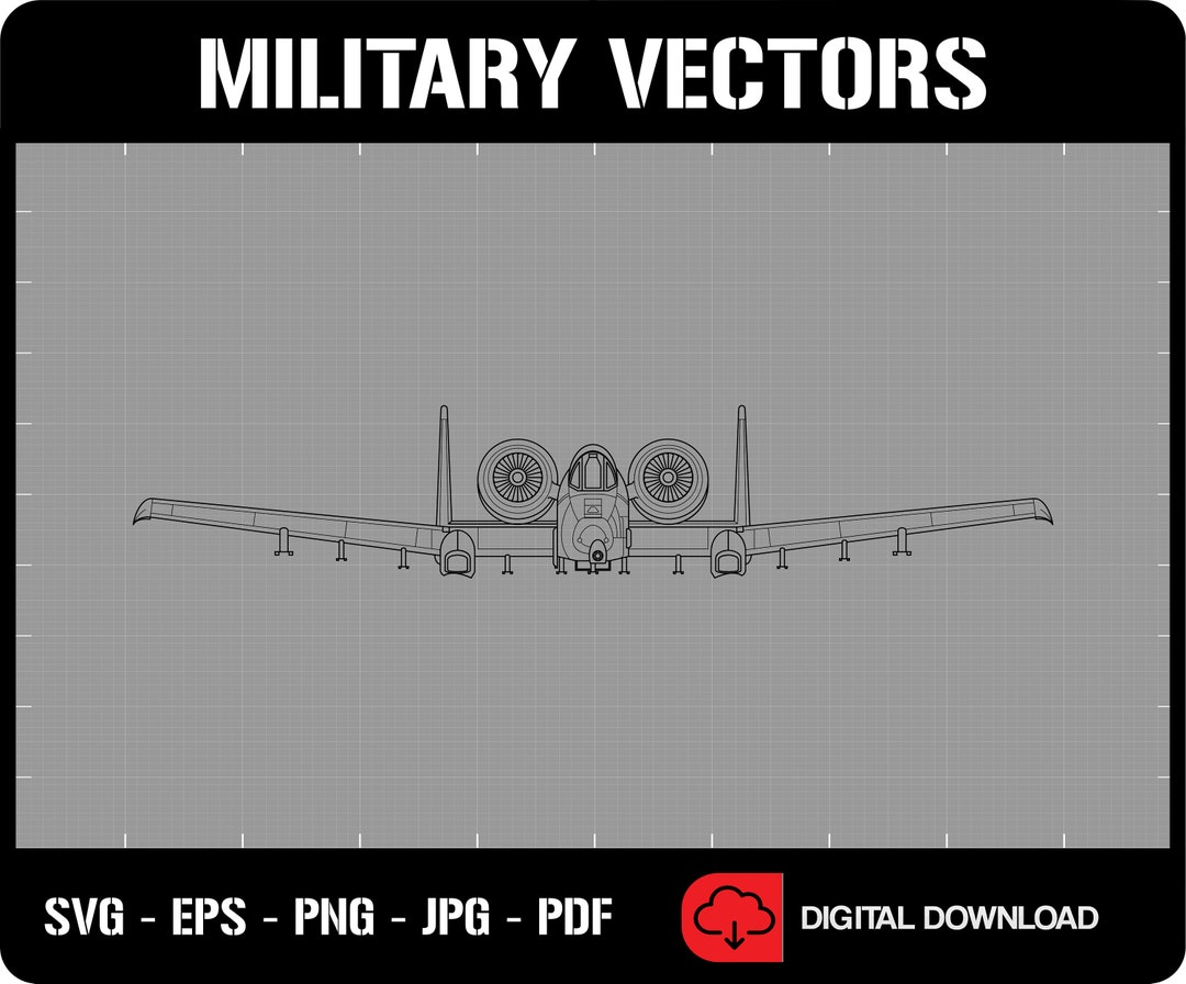 Fairchild Republic A-10 "warthog" Thunderbolt II Line Drawing Blueprint ...