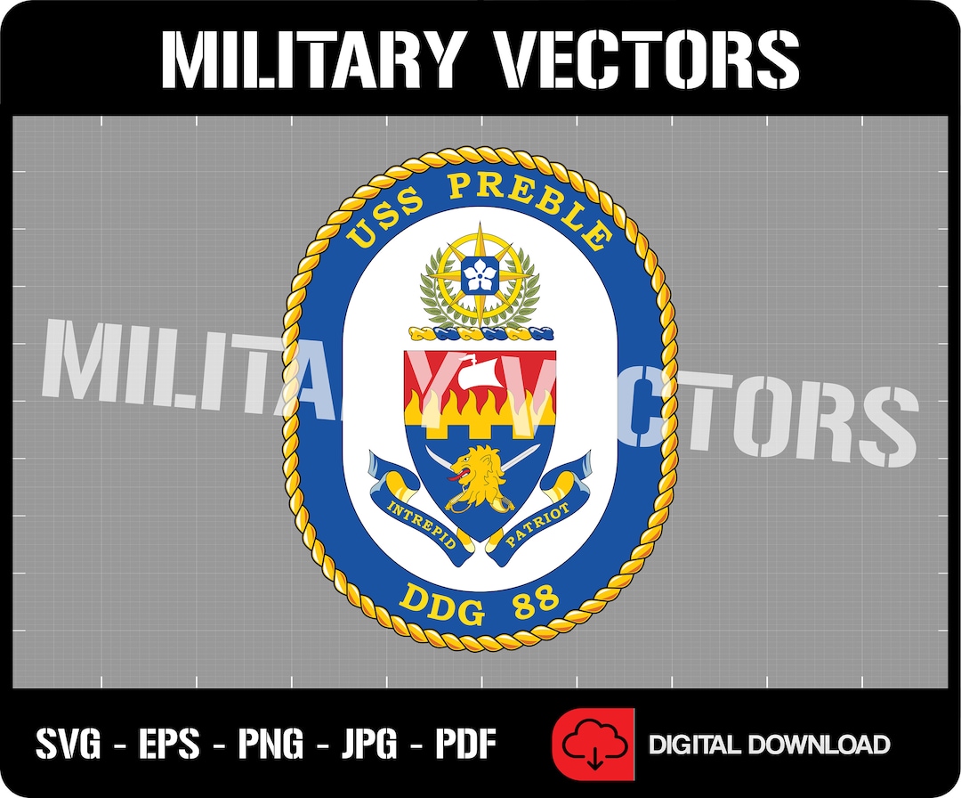 USS Preble DDG-88 - U.S. Navy Destroyer - Ship's Crest Logo Decal ...