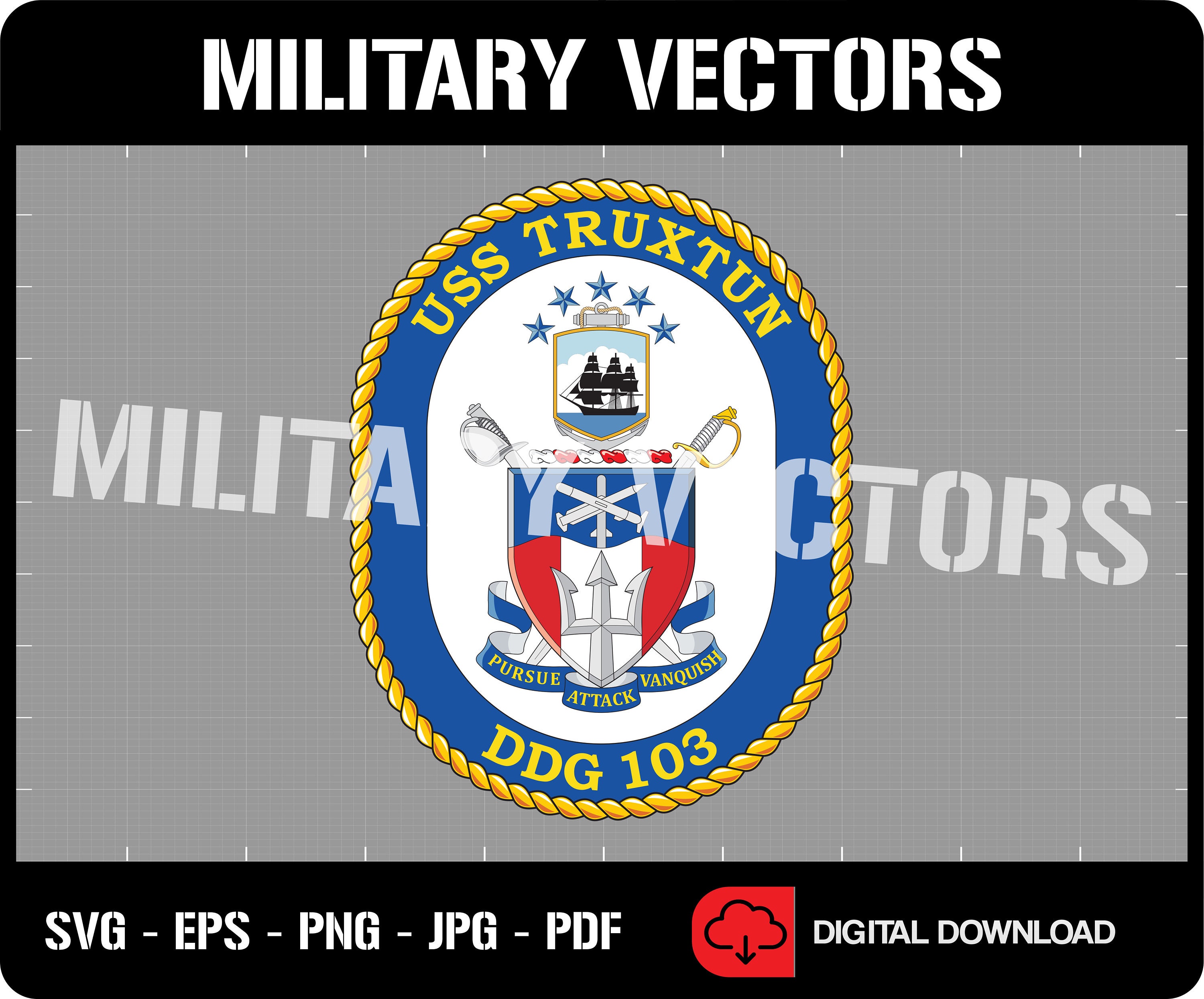 USS Truxtun DDG-103 - U.S. Navy Destroyer - Ship's Crest Logo Decal ...