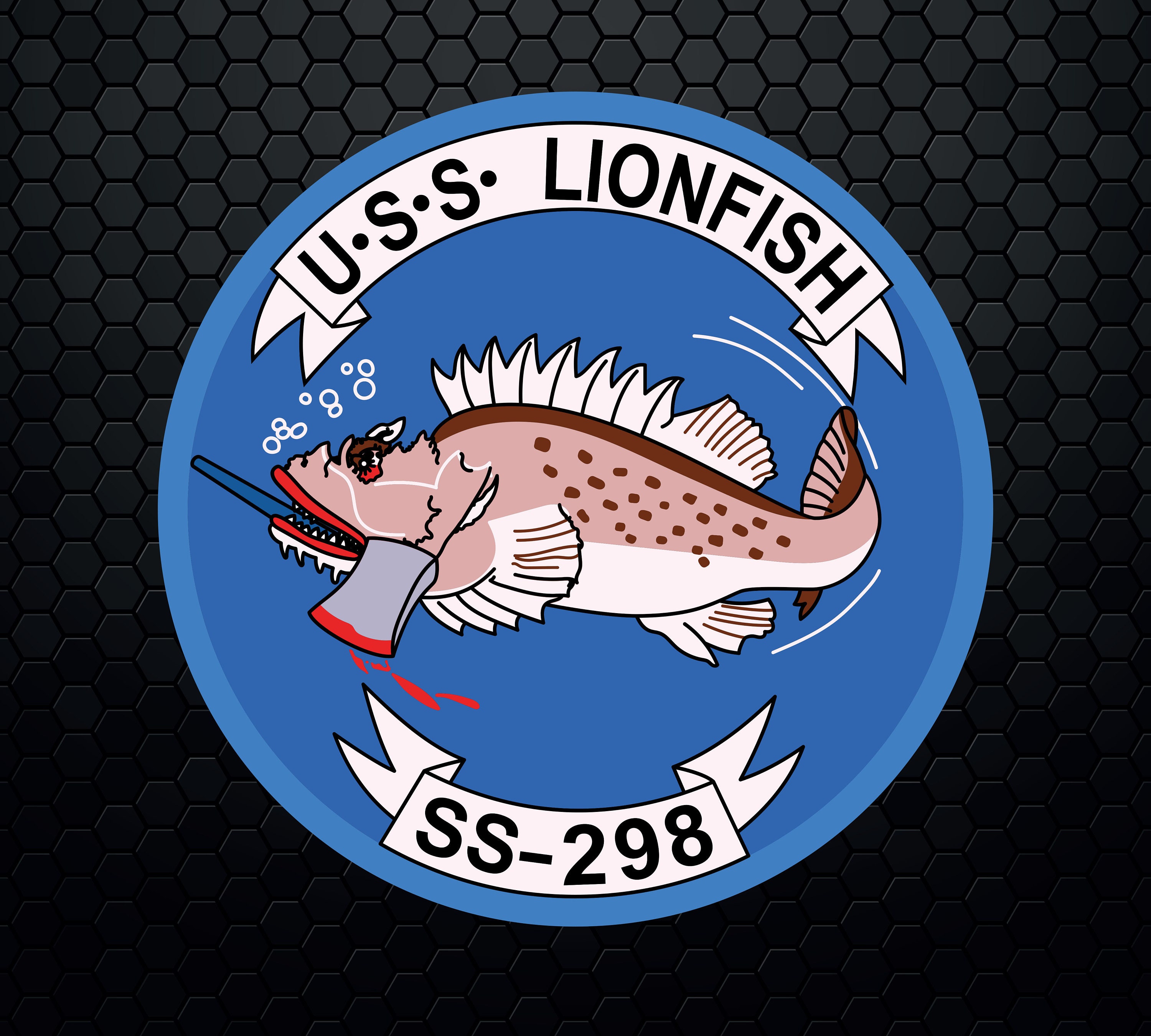 U.S. Navy USS Lionfish SS-298 Submarine - Patch Logo Decal Emblem Crest ...