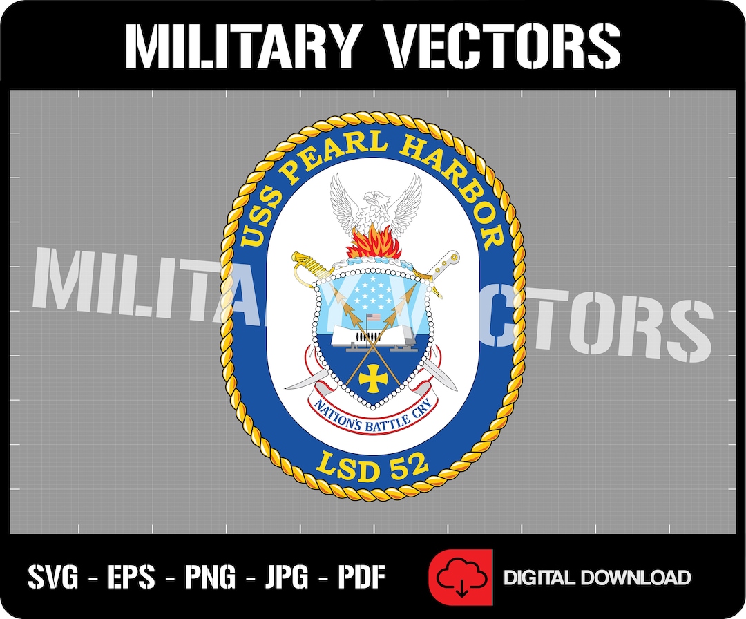 USS Pearl Harbor LSD-52 - U.S. Navy Dock Landing Ship Patch Logo Decal ...