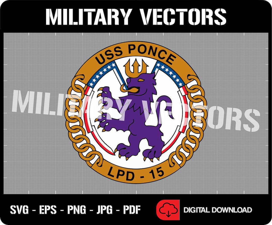 USS Ponce LPD-15 U.S. Navy Amphibious Transport Dock Patch Logo Decal ...