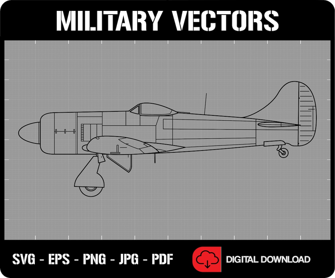 Hawker Tempest Mk.ii Fighter Aircraft Line Drawing Blueprint Outline ...