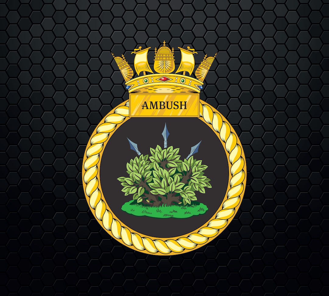 HMS Ambush - British Royal Navy Submarine - Cap Badge Logo Decal Emblem ...