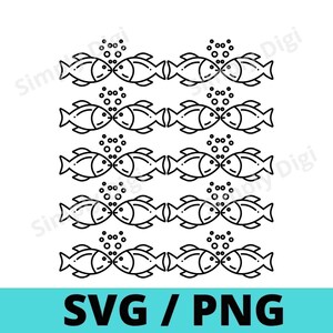 Fish Kissing Shape Scale Bubbles Ocean Animals Print Pattern SVG PNG ...