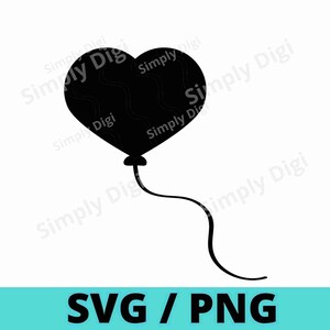 Heart Shape Floating Ballloon Cut File Vector Birthday Love SVG PNG ...