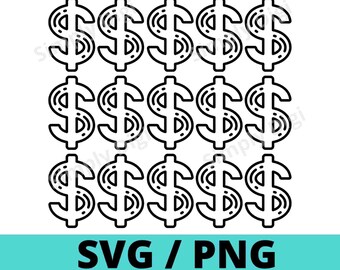 Dollar Icon Sign Money Cash Rich Symbol Text Pattern SVG PNG | Etsy