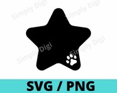 Paw Paws Star SVG PNG Stars Paw Prints Footprint Art Pet Dog - Etsy