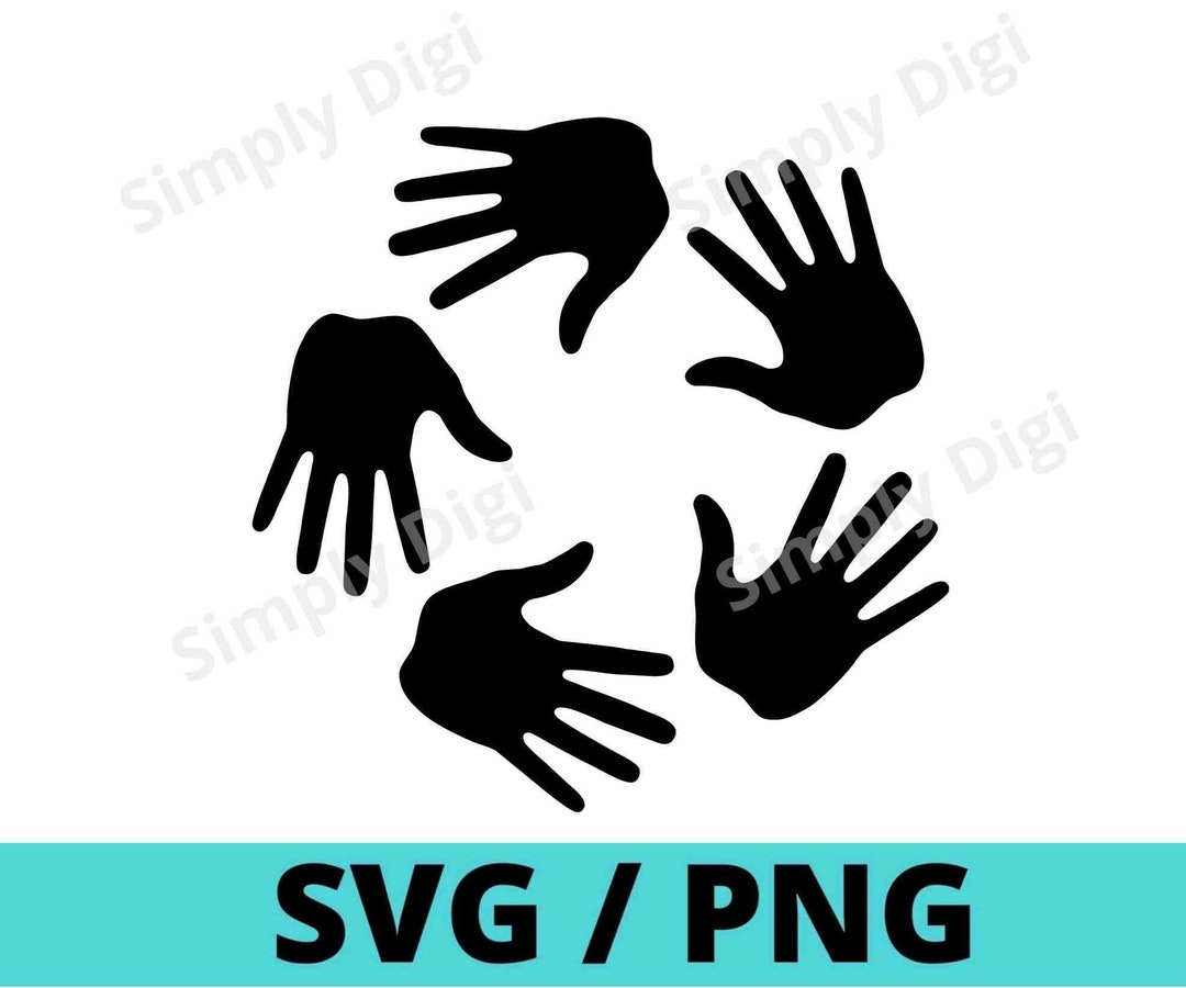 Hands Handprint Shape Shapes Fingers Clip Art Patterns SVG PNG Digital ...