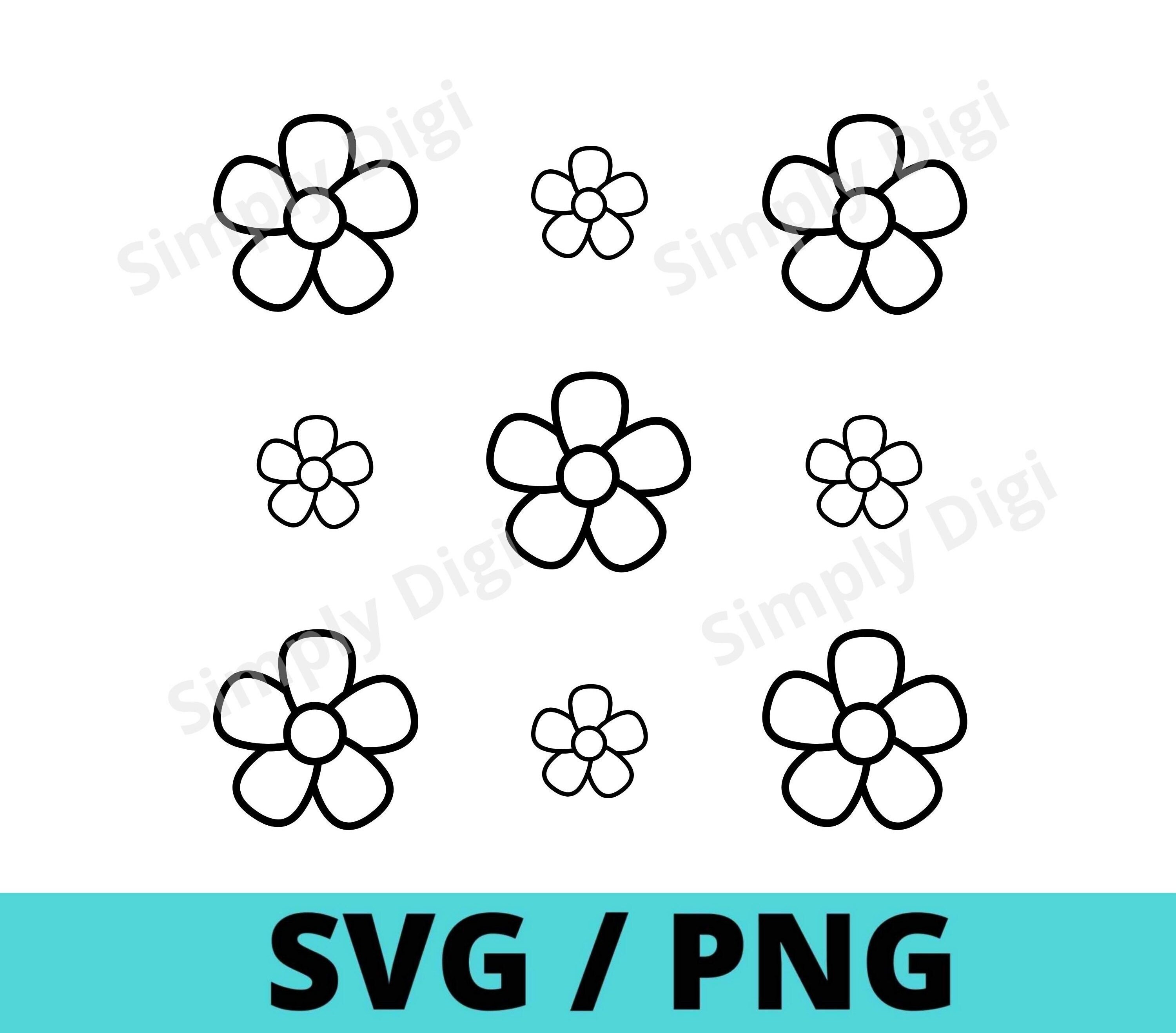 Floral Flower OUTLINE Daisy Rose Shape Print Pattern SVG PNG | Etsy