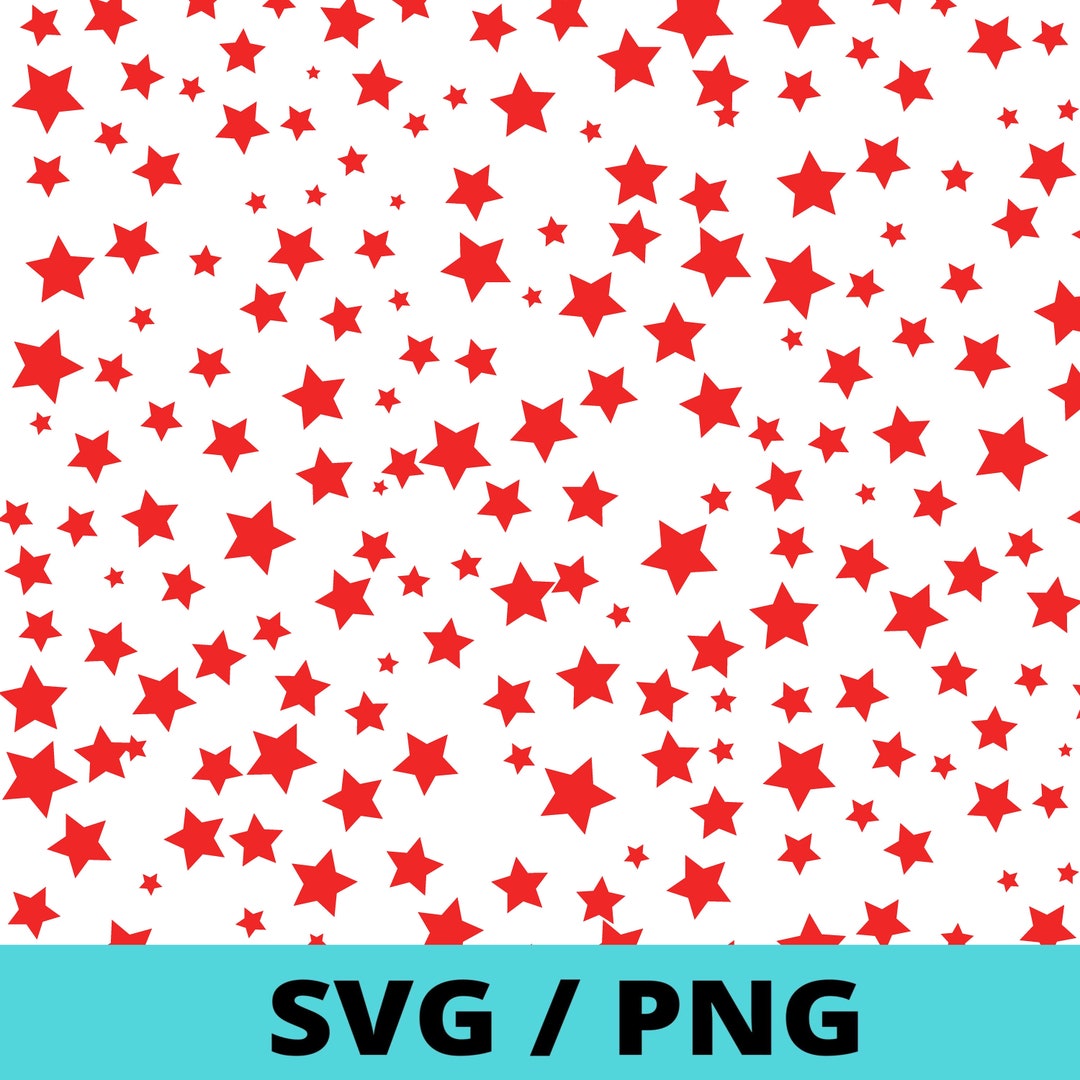 Starry Sky Red Stars Pattern SVG PNG Instant Digital Background Clipart ...