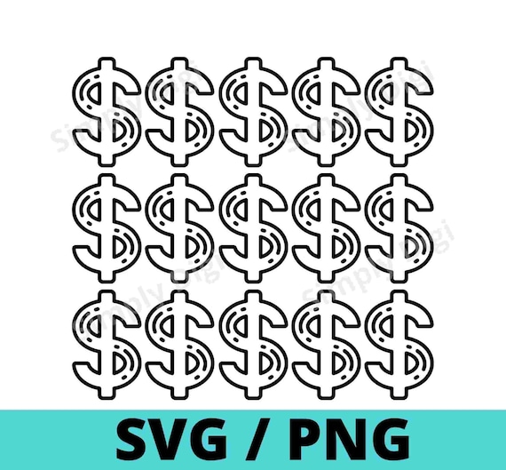 Dollar Sign Cash Money SVG PNG Icon Rich Symbol Text Pattern - Etsy