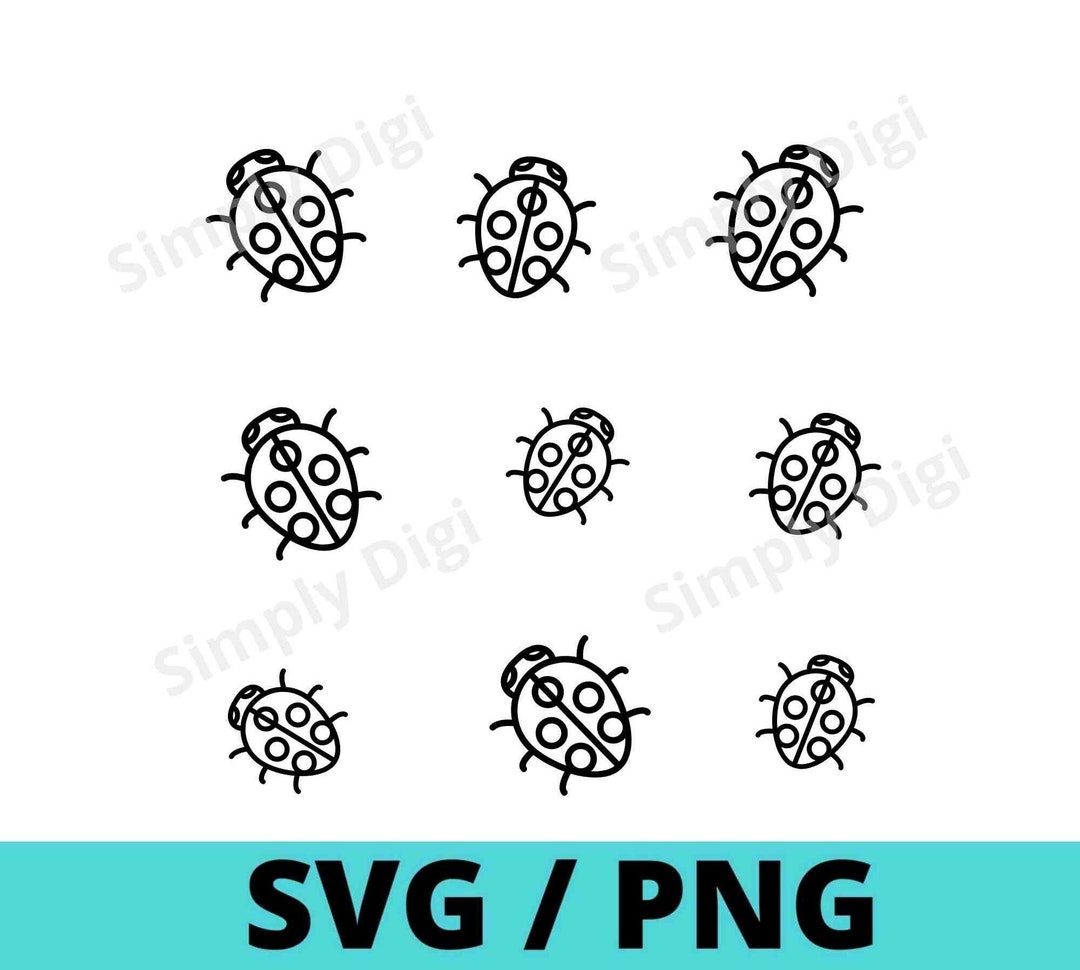 Ladybug Beatle Bug Insect Outline Insects Bugs Beatles SVG PNG Pattern ...