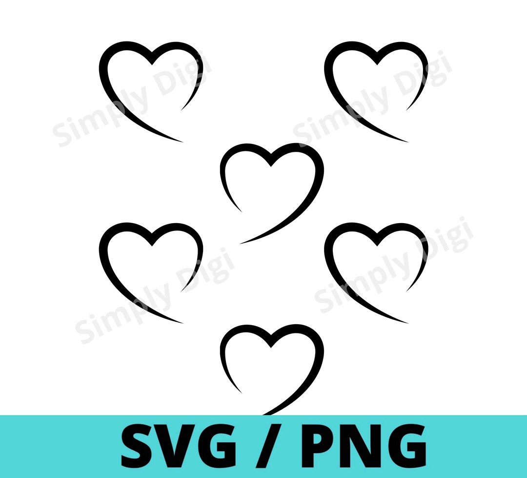 Heart Outline Hollow Line Round Black Stencil Shape Pattern SVG PNG ...