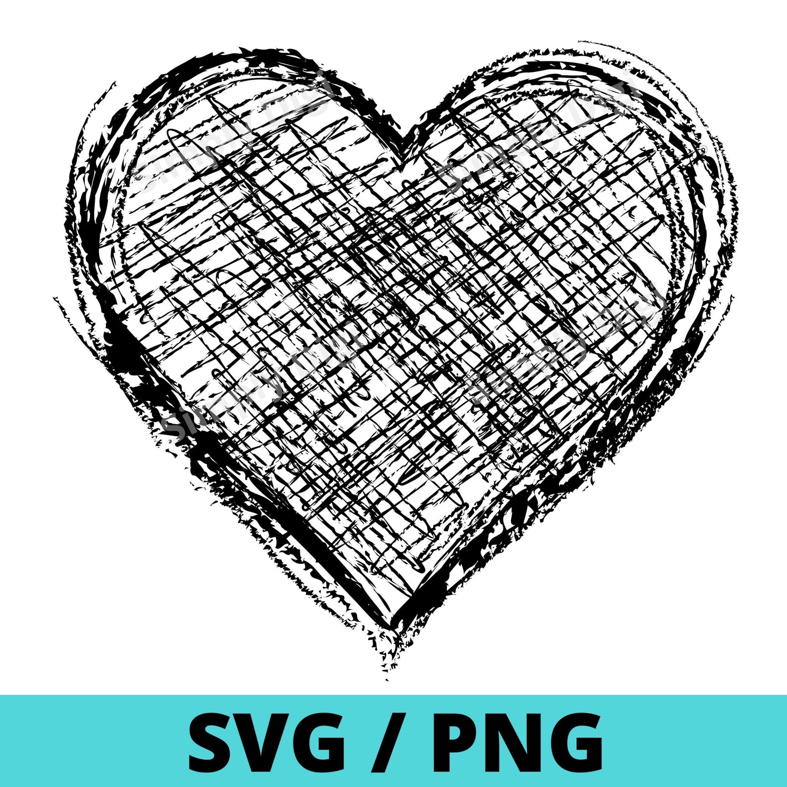 Love Heart Scribble Scratch Pattern SVG PNG Instant Digital - Etsy ...