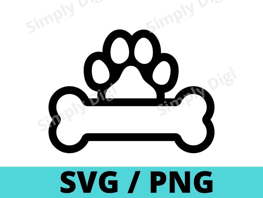 Paw Bone SVG PNG Outline Paws Clipart Clip Art Print Vector Pattern Pet ...