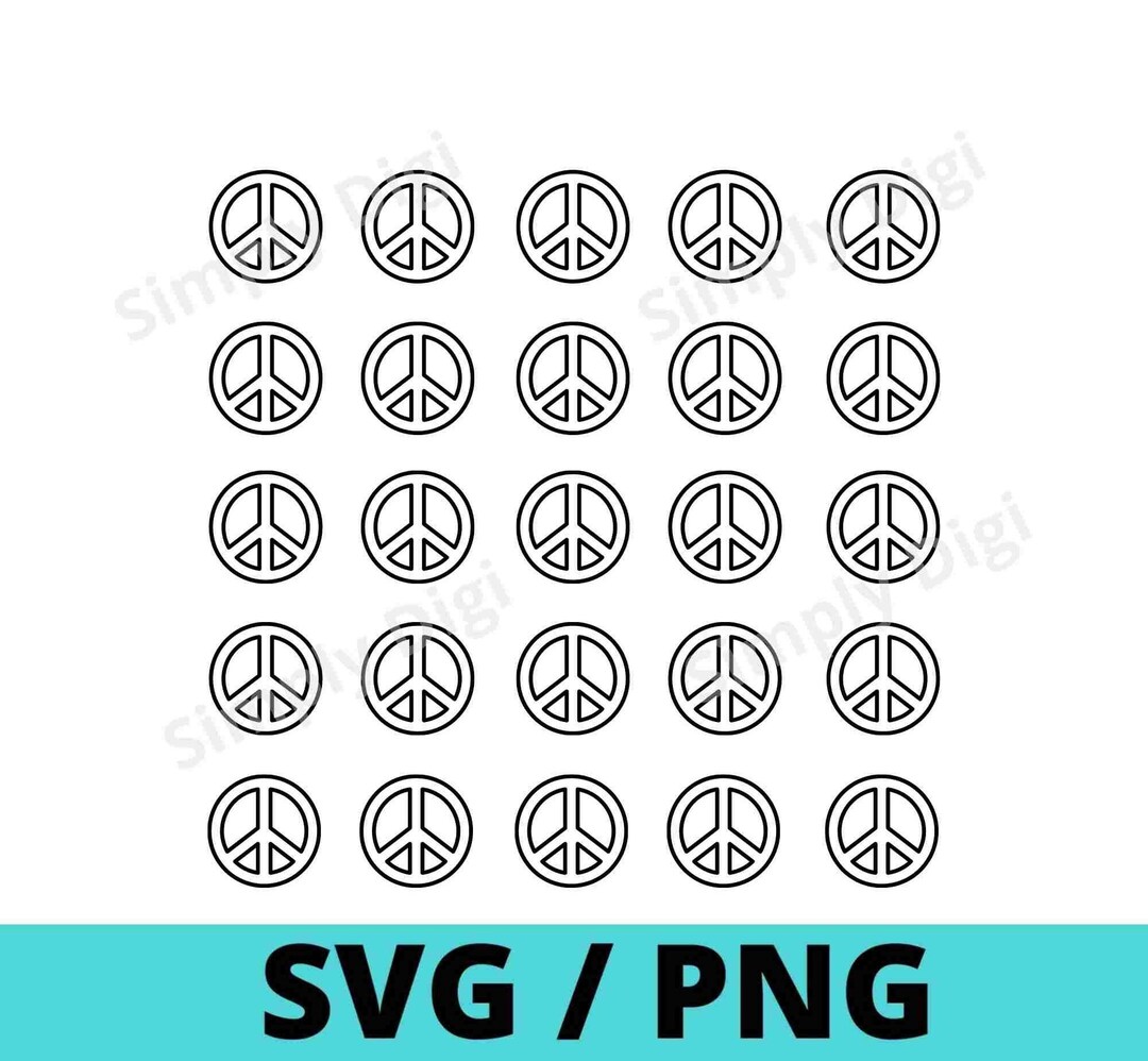 Peace Sign Icon Hippies 70's Costume Symbol Pattern SVG PNG Digital ...
