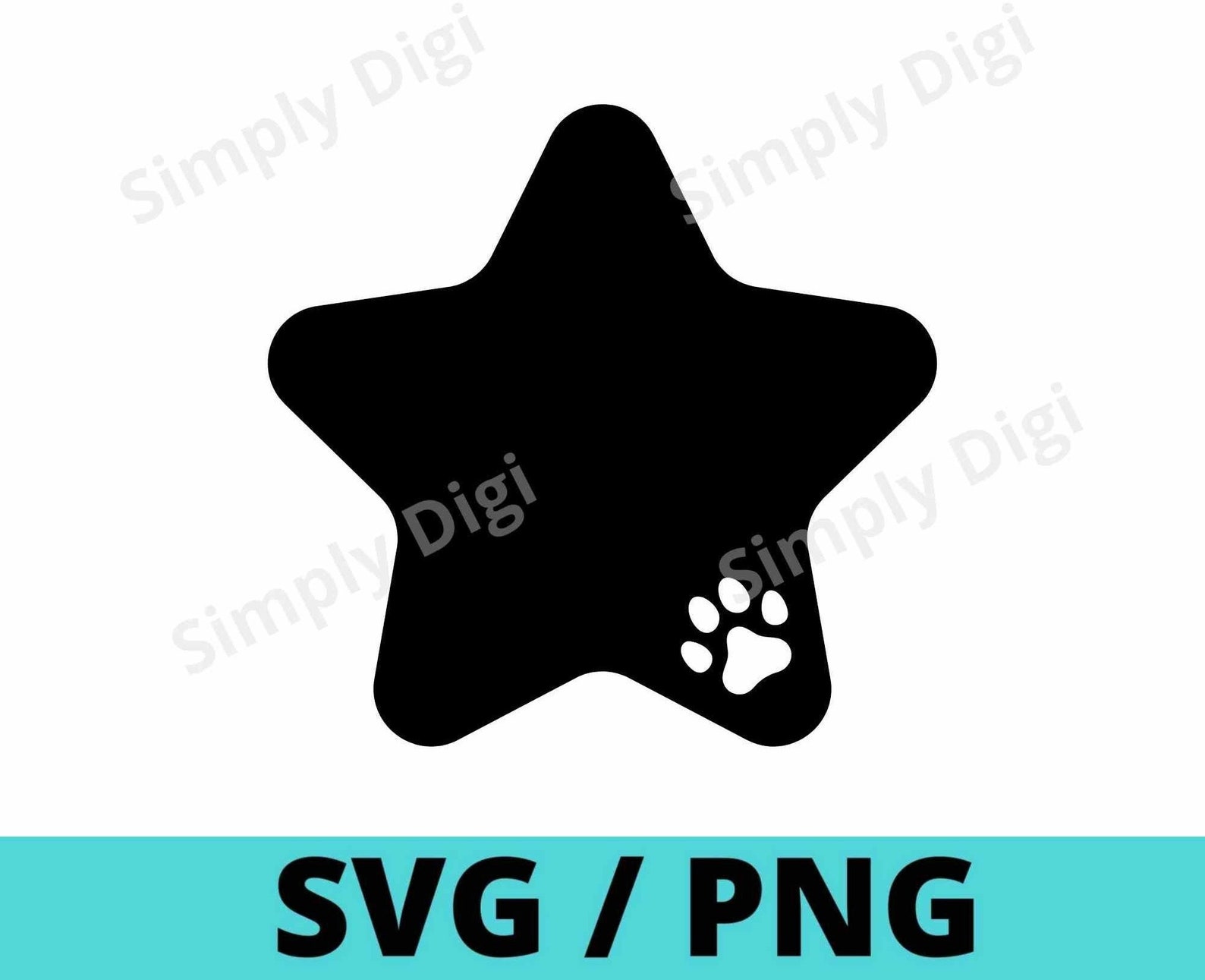 Paw Paws Star SVG PNG Stars Paw Prints Footprint Art Pet Dog - Etsy