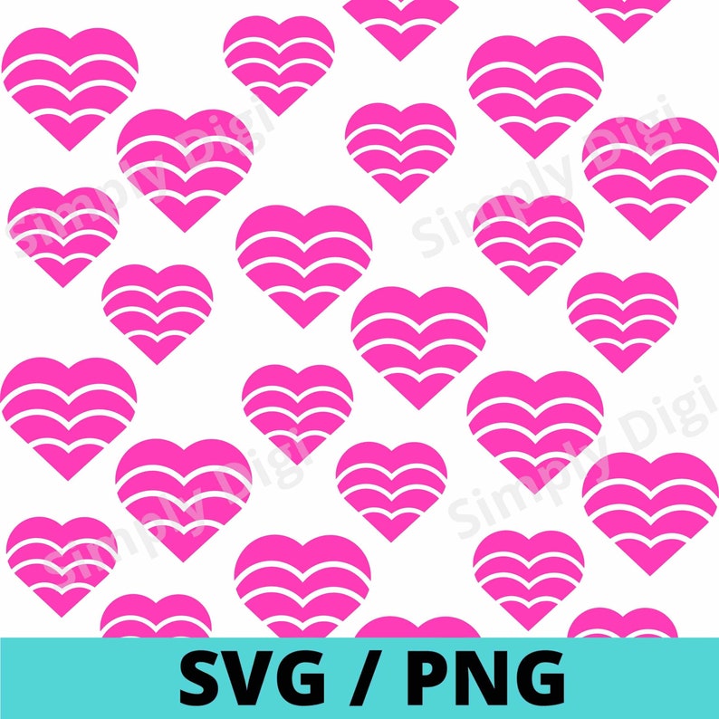 Love Heart Pink Hearts Pattern SVG PNG Instant Digital DIY | Etsy