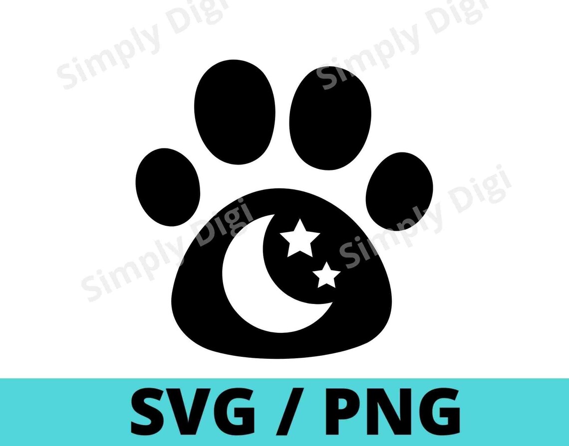 Paws SVG PNG Moon Star Stars Clipart Clip Art Print Vector - Etsy