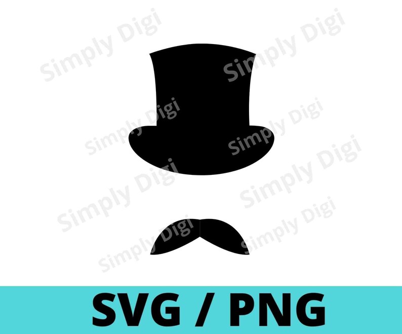 MOUSTACHE Moustache Top Hat Shape SVG PNG Hats Fashion - Etsy