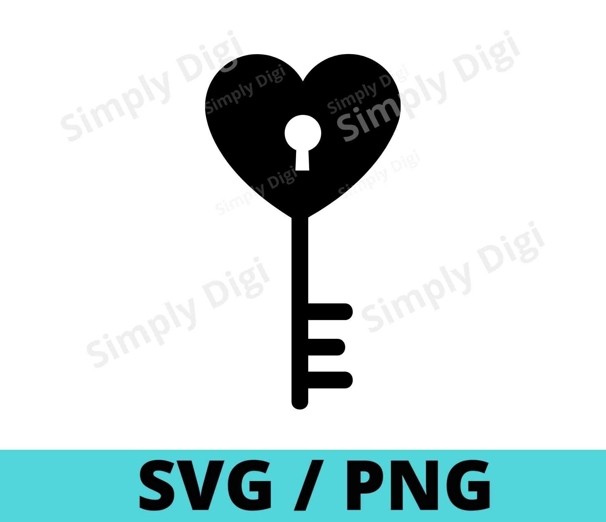 Key Keys Heart Shape Shapes Black Stencil SVG PNG Silhouette - Etsy