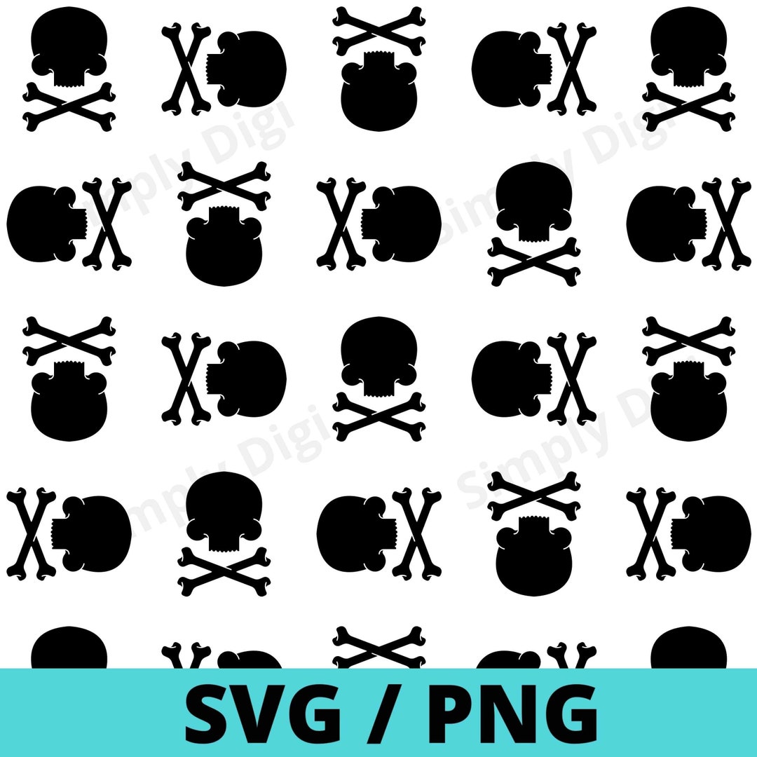 Skull Head Bone Skulls SVG PNG Pattern Instant Digital Background File ...
